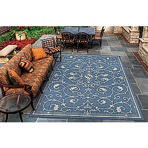 Couristan Recife Veranda Indoor/Outdoor Rug Champagne/Blue, 2'3" x 7'10" RUNNER