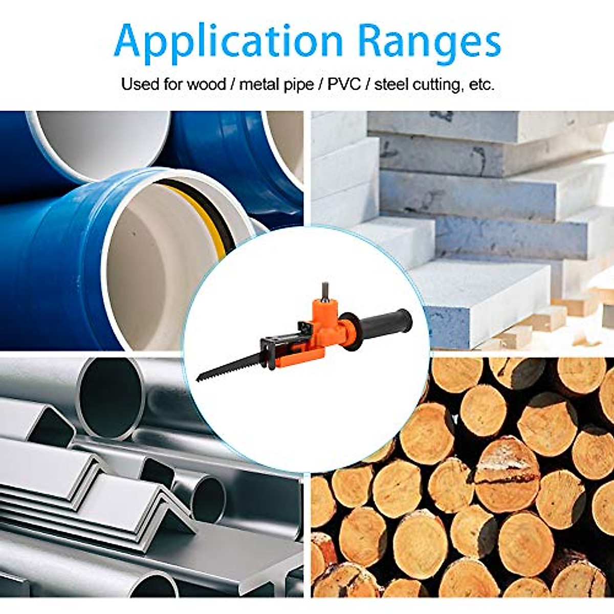 Reciprocating Saw Adapter Woodworking Electric Drill Tool Accessory with Non Slip Handle Plastic and Iron for Wood Cutting