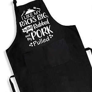 Grill Gifts for Men - Funny Apron for Men Grilling - Grill Apron for Dad, Husband, Boyfriend - Adjustable Bib Aprons Waterproof with Pockets - Black Apron Gift for Fathers Day, Birthday, Christmas