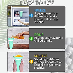 menglisi Frozen Magic Slushy Maker Cup | Mint Green Slushie Cup | Slushie Maker Squeeze Cup | Silicone Cold Drink Cooling Cup | Ice Maker Ice Cream Cup | Beer Coffe Milk Cola Mug | Gift for Women Men Him Her | 16.9oz