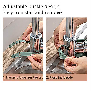 Kitchen Sink Caddy Sponge Holder, Double-deck Plastic Soap Holder Hanging Ajustable Strap Faucet Caddy with Drain Holes for Drying and Organizer