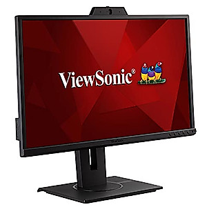 ViewSonic VG2440V 24 Inch 1080p IPS Video Conferencing Monitor with Integrated 2MP Camera, Microphone, Speakers, Eye Care, Ergonomic Design, HDMI DisplayPort VGA Inputs for Home and Office
