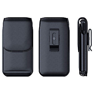 Meilib Holster for iPhone 14, 14 Pro, 13, 13 Pro, 12, 12 Pro, 11 Pro, X, Xs, Cell Phone Belt Holder Case with Swivel Belt Clip, ID/Card Storage Pouch Cover (Fits iPhone with Otterbox Case on) Black