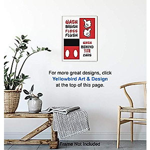 Mickey Bathroom Wall Art Print - Home Decoration, Room Decor For Kids, Childs, Childrens, Baby or Toddlers Bath, Restroom, Powder Room, Guest Bath - Gift for World Fans - 8x10 UNFRAMED print