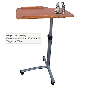 Lifting Computer Desk Mobile Standing Desk,Laptop Sit or Stand Desk on Wheels,Portable Workstation Coffee Breakfast Table Gaming Desk Adjustable Height PC Work Desk for Home Office Small Space,Brown