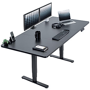 VIVO Electric Height Adjustable 71 x 36 inch Memory Stand Up Desk, Black Table Top, Black Dual Motor Frame with Preset Controller, 2B Series, DESK-KIT-2B7B-36