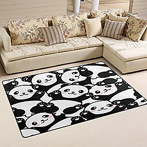 WOZO Cute Panda Animal Area Rug Rugs Non-Slip Floor Mat Doormats Living Dining Room Bedroom Dorm 60 x 39 inches inches Home Decor
