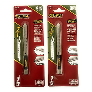O L F A OLFA 9150US SAC-1 9mm Stainless Steel Auto-Lock Graphics Knife, Silver (6 PACK), (9159)