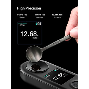DiFluid R2 Extract Coffee TDS Refractometer, Multi-Test Modes & OTA Updates DiFluid Café APP with Range 0-30%, Precision 0.02%,Resolution 0.01%,Accuracy 0.03% TDS, Rechargeable, Portable