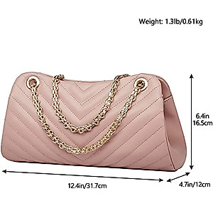 FOXLOVER Womens Leather Quilted Shoulder Bags, Ladies Chain Purse Designer Handbags (Apricot)