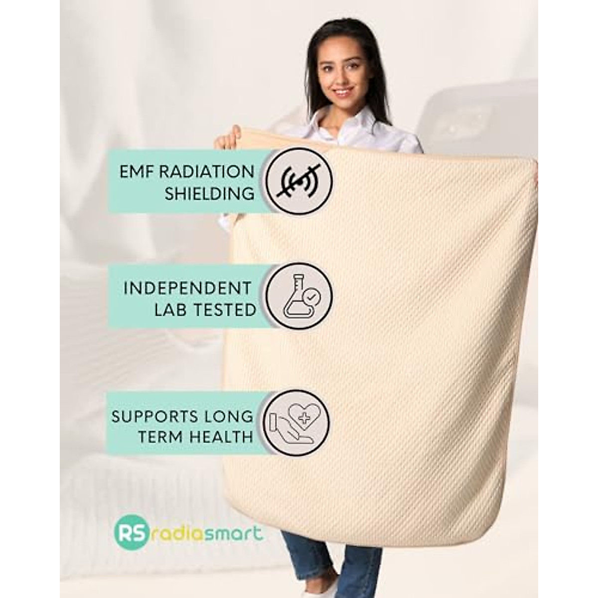 Radia Smart® Large Protective Belly Pregnancy Baby Blanket, Organic, 5G Blocking, EMF Blanket, 43"x35", 110cmx90cm