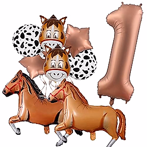 Cowboy Party Balloons First Rodeo Birthday Party Decorations Boy 40 Inch Western Cowboy Horse Themed Balloons For Birthday Party 1st Wild West Party Supplies for Arch Garland Party Baby Shower