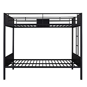Full Over Full Bunk Bed, Metal Bunk Bed Frame, Sturdy Steel Bed Frame, Modern Style Bunk Beds for Kids, Toddlers, Teens, Adults, Bedroom, Dorm, Black