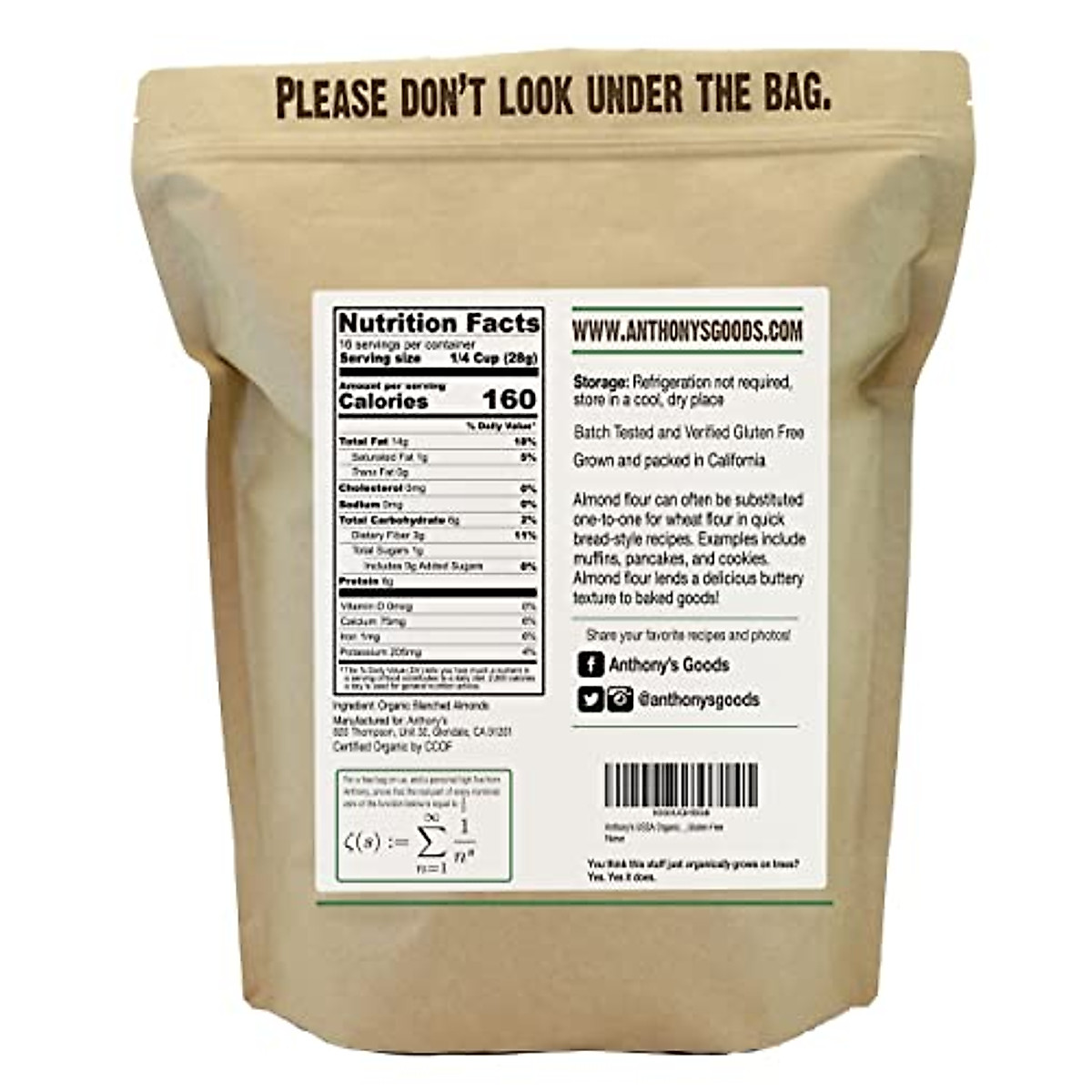 Anthony's Organic Almond Flour, 1 lb, Blanched, Gluten Free, Non GMO, Keto Friendly, Extra Fine, Low Carb