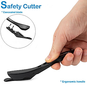 NEWISHTOOL 4 Pack Black Gift Wrap Cutter, Christmas Wrapping Paper Cutter Safety Cutter for Cutting Holiday Present Gift Wrapping Paper Craft Papers, 2 Types Sliding Cutter Tool Paper Slitter Knife