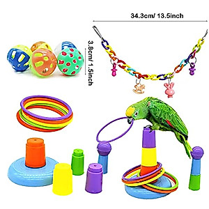 NA Allazone 17 PCS Bird Toys Parrot Swing Toys Pet Birds Cage Toys Chewing Hanging Bell Toys for Parrot, Cockatiel, Conures, Love Birds, Finches, Style 5
