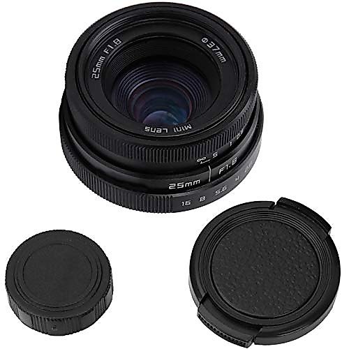 25Mm F1.8 Lens, CCTV C Mount Wide Angle Lens, 2.36 * 2.36 * 1.26 Black for Sony Nex Camera Indoor(Black)