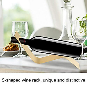 Jauarta Wine Rack Unique S Shaped Wine Storage Rack, Stainless Steel Metal Red Wine Storage Holder, Wine Shelf Stand for Bar Counter Decoration(Gold)