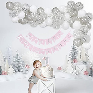 White Silver Snowflake Balloons Garland Arch Kit, Silver Snowflake Confetti Balloons Arch Winter Wonderland Party Decorations for Winter Baby Shower Birthday Baby Its Cold Outside Decorations