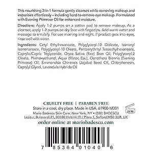 Mario Badescu Cleansing Oil for All Skin Types | Lightweight 2-in-1 Makeup Remover & Cleanser | Formulated with Nourishing Oils | 6 Fl Oz