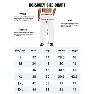 Boisouey Mens Linen Loose Pant Lightweight Elastic Waist Trouser Yoga Beach Pant White L