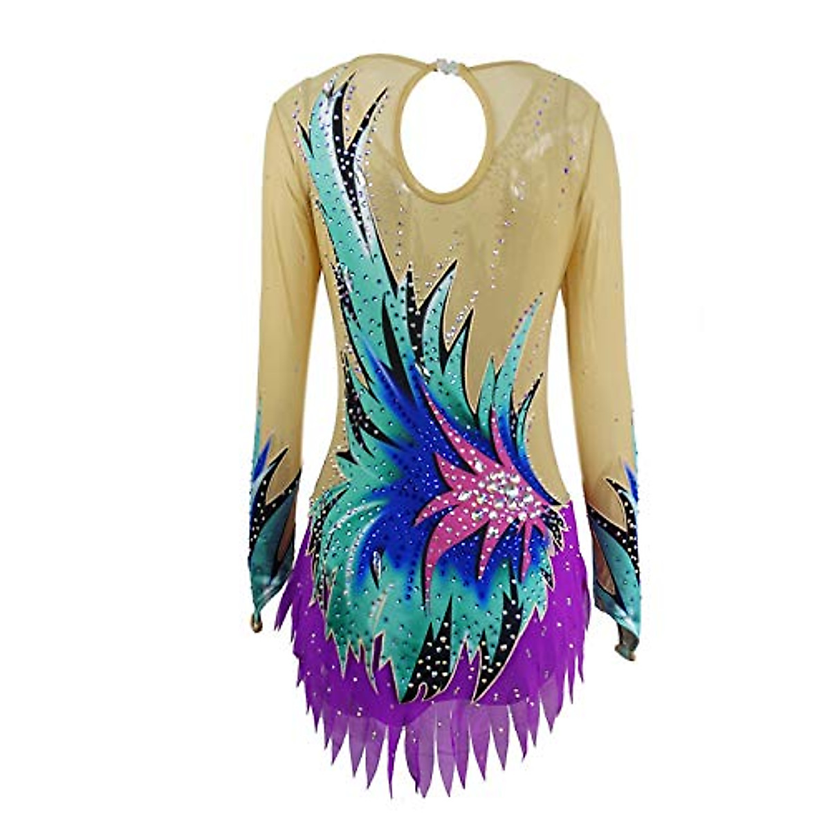 LIUHUO Rhythmic Leotards Dress Purple Girls Children Gymnastic Wear Belly Competition Performance Ballet Leotards