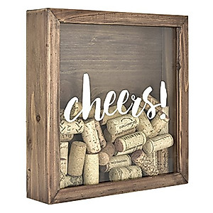 MCS 66959 Bar None Cheers Wine Cork Holder Shadowbox, 10"x10", Brown