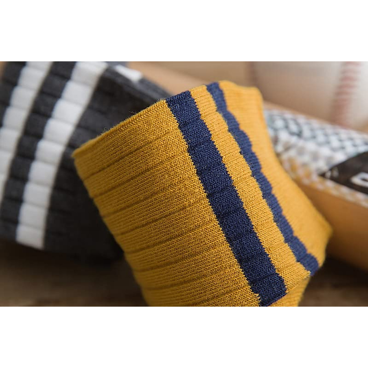 ACCFOD Womens Striped Crew Socks 10 Pairs Cute Retro Long Socks Vintage Fun Fashion Athletic Aesthetic High Socks for Women