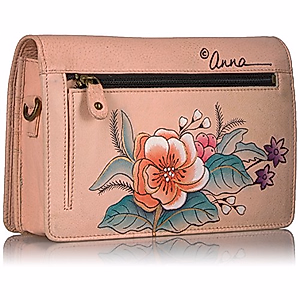 Anna by Anuschka Women’s Hand-Painted Genuine Leather Two Fold Wallet On a String - Vintage Garden