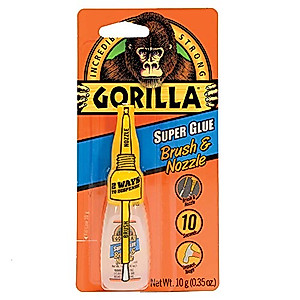 Gorilla Super Glue with Brush & Nozzle Applicator, 10 Gram, Clear, (Pack of 4)