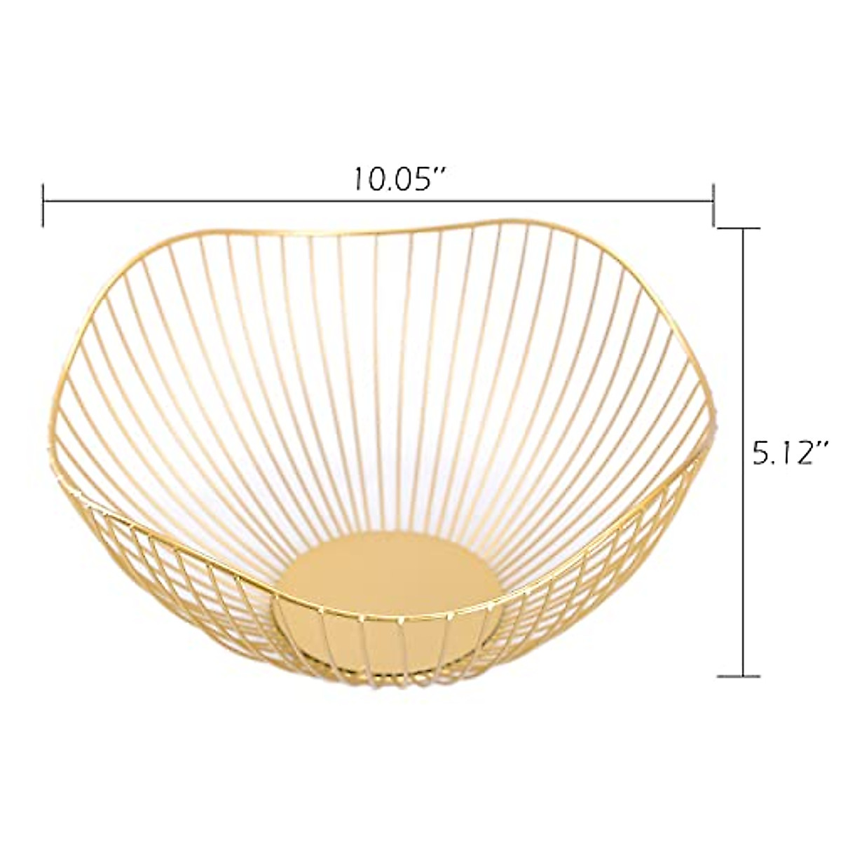 IBWell High Style Curved-Edge Modern Creative Stylish Single Tier Dish,Metal Iron Wire Fruit Vegetables Bread Decorative Stand Serving Bowls Basket Holder (Gold)