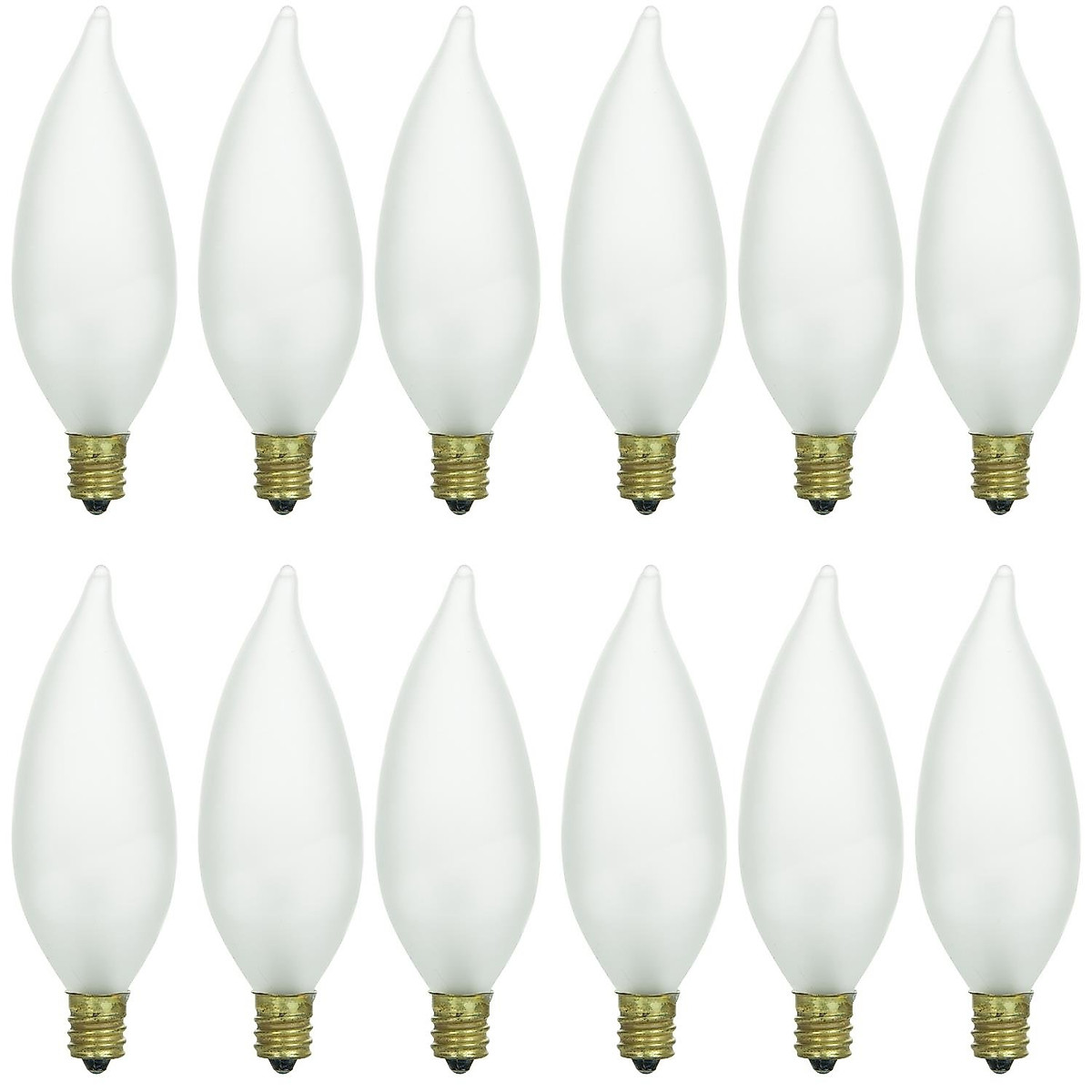 Sunlite Incandescent 25 Watt Flame Tip Chandelier 178 Lumens Frost Light Bulb 12 Pack