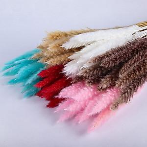 Mosichi Artificial Flower,15Pcs/Bundle Small Pampas Grass Ornamental Desktop Decor Dried Flower Birthday Party Artificial Reed Bouquet for Garden Garden - Blue