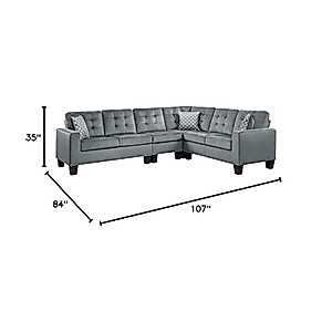 Lexicon Leighton Fabric Reversible Sectional Sofa, Gray