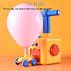 NEXTAKE Balloon Powered Car Inertial Power Vhicle Balloon Power Racer Launcher Rocket Spaceman Educational Scientific Experiment Toy Vehicle Toy for Kids with 12 Balloons (with Yellow Launch Pad)
