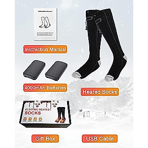 Rechargeable 2023 Upgraded Heated Socks for Men Women Elder, Washable Electric Thermal Warming Socks for Camping Hunting Winter Skiing Fishing Outdoors, Battery Included
