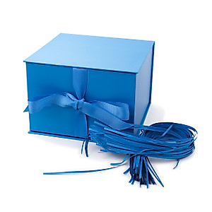 Hallmark 7" Gift Box with Lid and Paper Fill (Blue) for Hanukkah, Christmas, Holidays, Father's Day, Birthdays, Baby Showers and Graduations