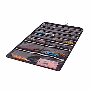 DIOMMELL Hanging Jewelry Organizer 47 Pockets with Zipper for Earrings Necklace Bracelet Ring Accessory Display Storage Bag Travel Holder Box