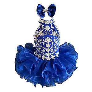 Jenniferwu G284-6 Infant Toddler Baby Newborn Little Girl's Pageant Party Birthday Dress Blue Size 18-24M
