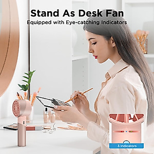 AMACOOL Portable Handheld Turbo Fan, 17Hrs Run Time Battery Operated Personal Fan, Mini Pocket Fan for Girl Woman Travel Makeup Hot Flash Outdoor-Pink