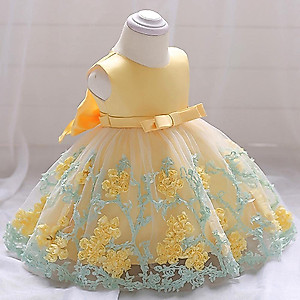 Dressy Daisy Baby Girls Wedding Flower Girl Pageant Dress Party Tulle Skirt for Special Occasion Size 18-24 Months Yellow