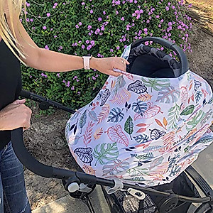 Bebe au Lait 5-in-1 Multi-Use Cover: Nursing Covers for Breastfeeding, Infinity Scarf, Nursing Shawl, Car Seat Cover, Shopping Cart Cover, Carrier Cover, Privacy Nursing Cover - Tropicana
