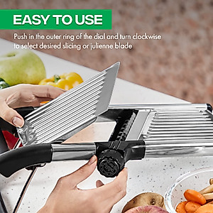 MadebyGNL Mandoline Slicer for Kitchen, Adjustable Stainless Steel Vegetable Cutter,Vegetable Chopper for Potato, Tomato, Veggie Salad and Onion, French Fry Cutter with Cut-Resistant Gloves
