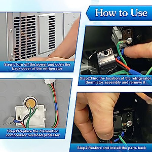 Dreyoo 2 Pcs Refrigerator Compressor Overload Protector, Replacement for 6750CL0001D Thermistor Assembly Parts, Replacement and Compatible with Some/LG and Kenmore Refrigerators
