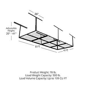 Titan Attachments Overhead Storage Rack 4' x 8' Adjustable Height