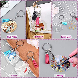 Acrylic Blank Keychains, Shynek 200 Pcs Clear Keychain Blanks for Vinyl with 50 Pcs Acrylic Blanks, 50 Pcs Keychain Tassels, 50 Pcs Key Rings with Chain and 50 Pcs Jump Rings