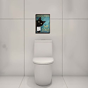 Floral Art Abstract Motivational Bathroom Wall Art - Modern Black Cat Animal Canvas Print Home Decor (8x12inch, Black-Cat)