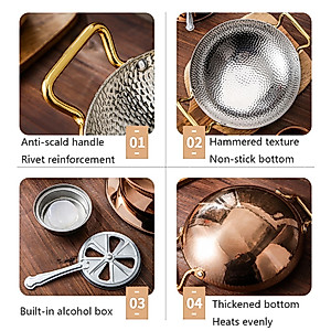 UGCER Chafing Dish Buffet Set, 304 Stainless Steel Round Buffet Warmers Pan for Parties, Events, Wedding, Camping, Dinner,Copper,20cm