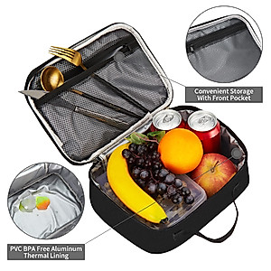 rickyh style Lunch Box with Padded Liner, Spacious Insulated Lunch Bag Durable Thermal Lunch Cooler Pack with Strap for Boys Girls Adults School Sports Beach Picnic Work Camp,2 Pocket (LBhei)