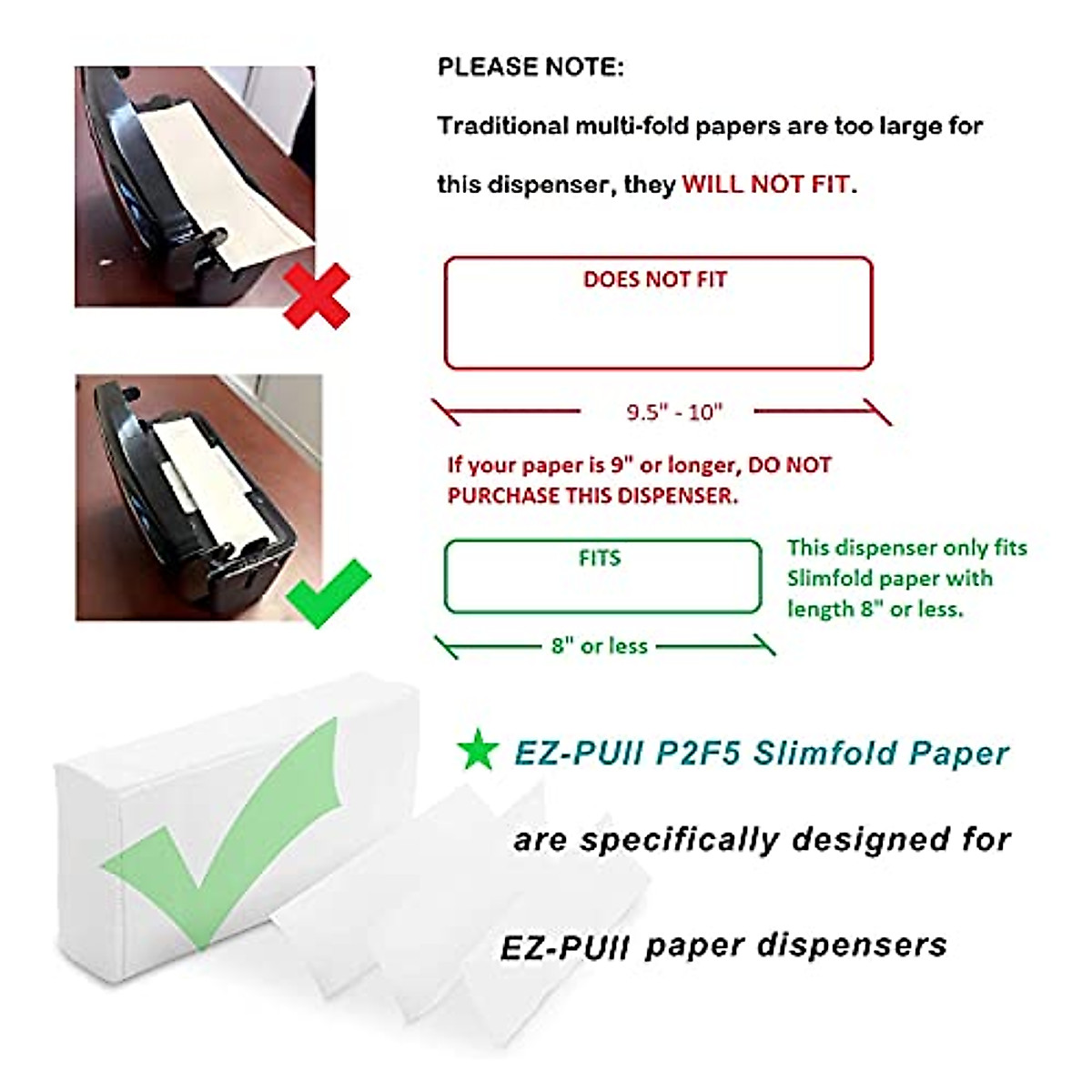 EZ-Pull Countertop SLIMFOLD Hand Towel Dispenser for Kitchen/Bathroom/Office/RV/Airbnb, White 4600-EZ, EZbrnd